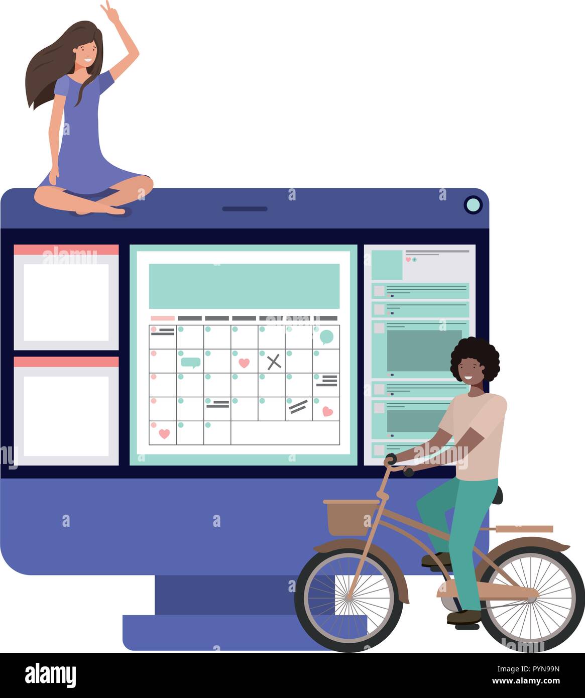 computer desktop with couple icon Stock Vector Image & Art - Alamy