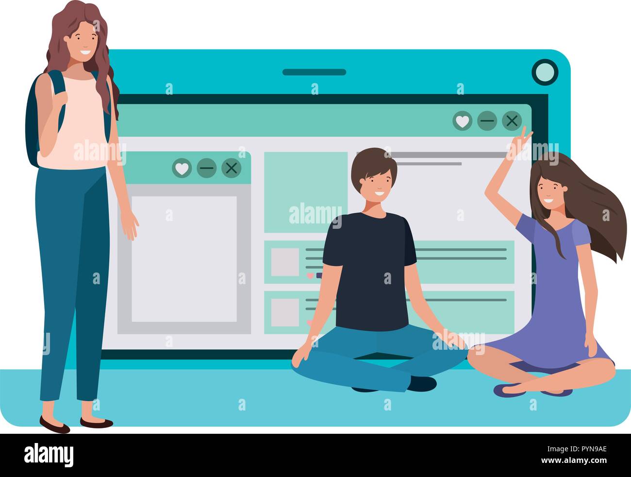 laptop computer with group of people icon Stock Vector Image & Art - Alamy