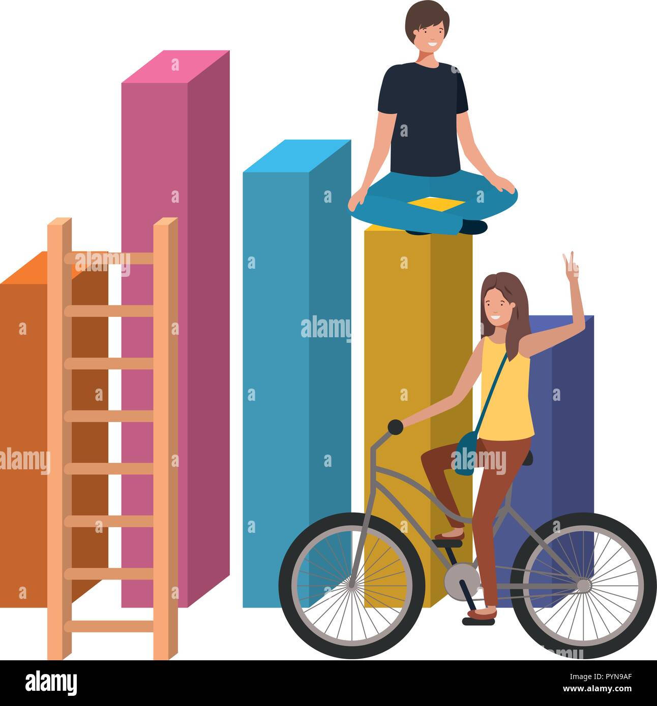 statistics bars with group of people icon Stock Vector Image & Art - Alamy