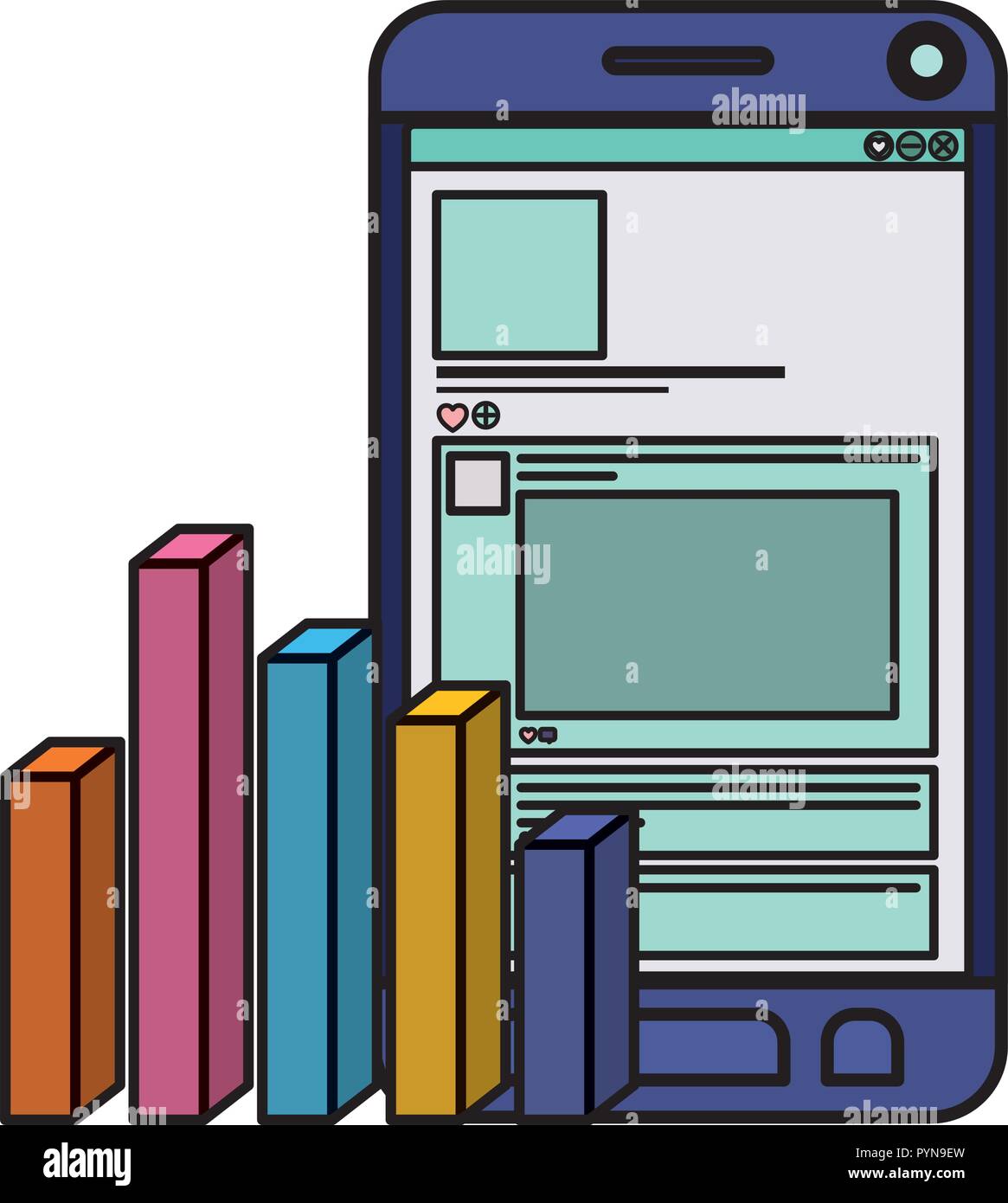 smarphone with statistics charts isolated icon Stock Vector Image & Art ...