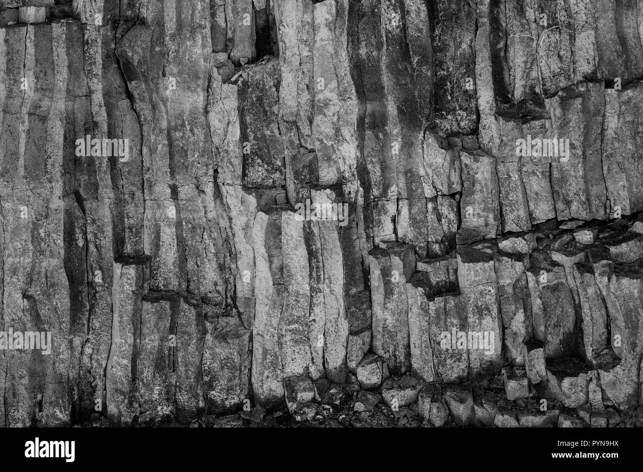 Sedementary Rock Wall Quarry with rock patterns and shapes Stock Photo ...