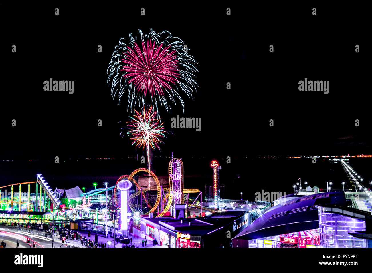 Southend on Sea Fireworks at Adventure Island Stock Photo - Alamy