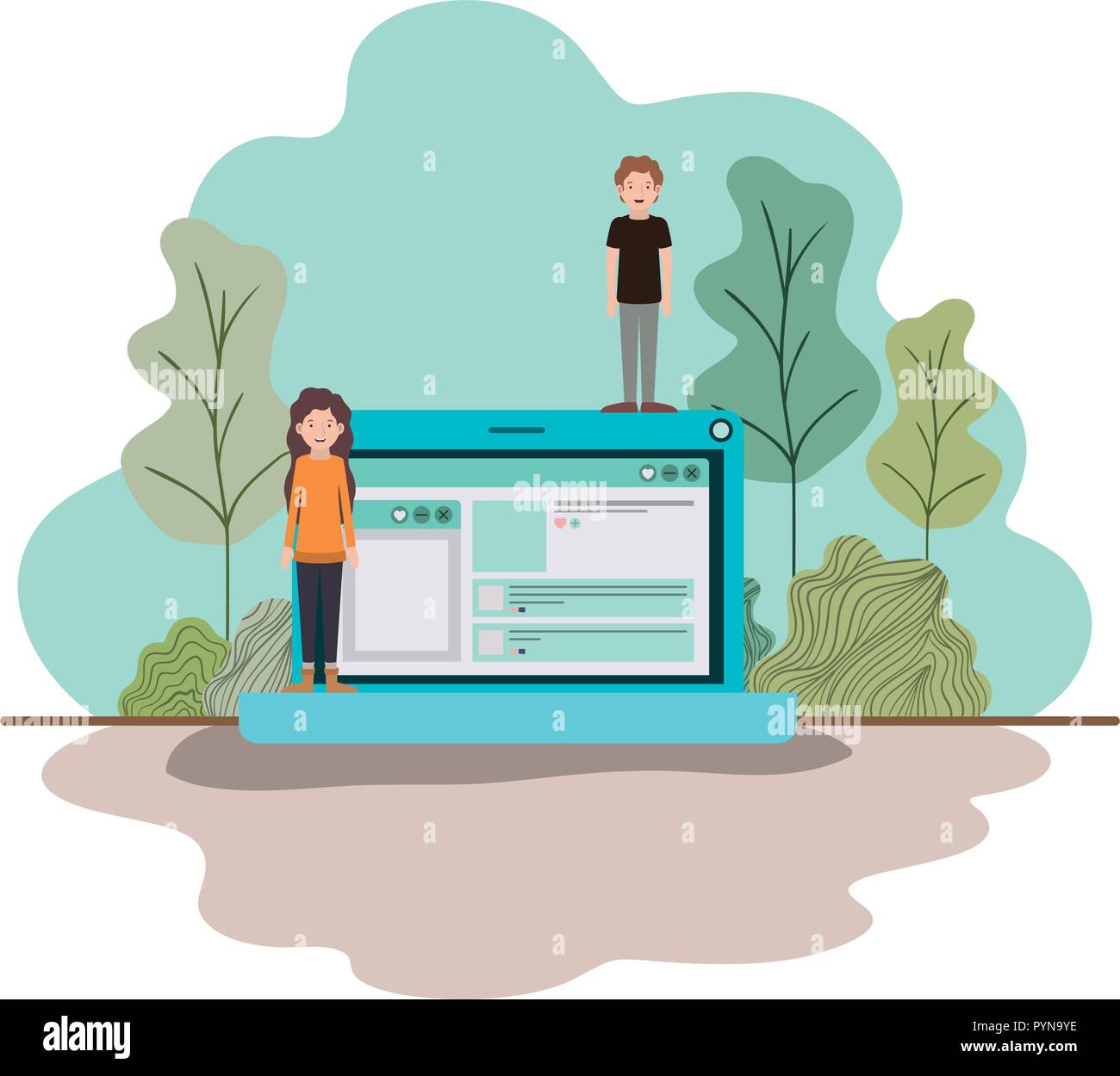 Man pc outdoors Stock Vector Images - Alamy