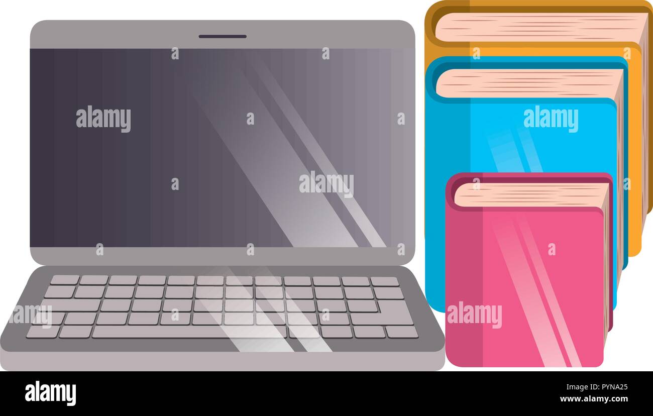 laptop computer with library books icon Stock Vector Image & Art - Alamy