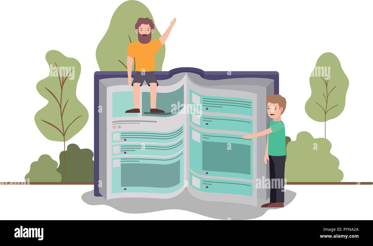 men with text book in landscape avatar character Stock Vector Image ...