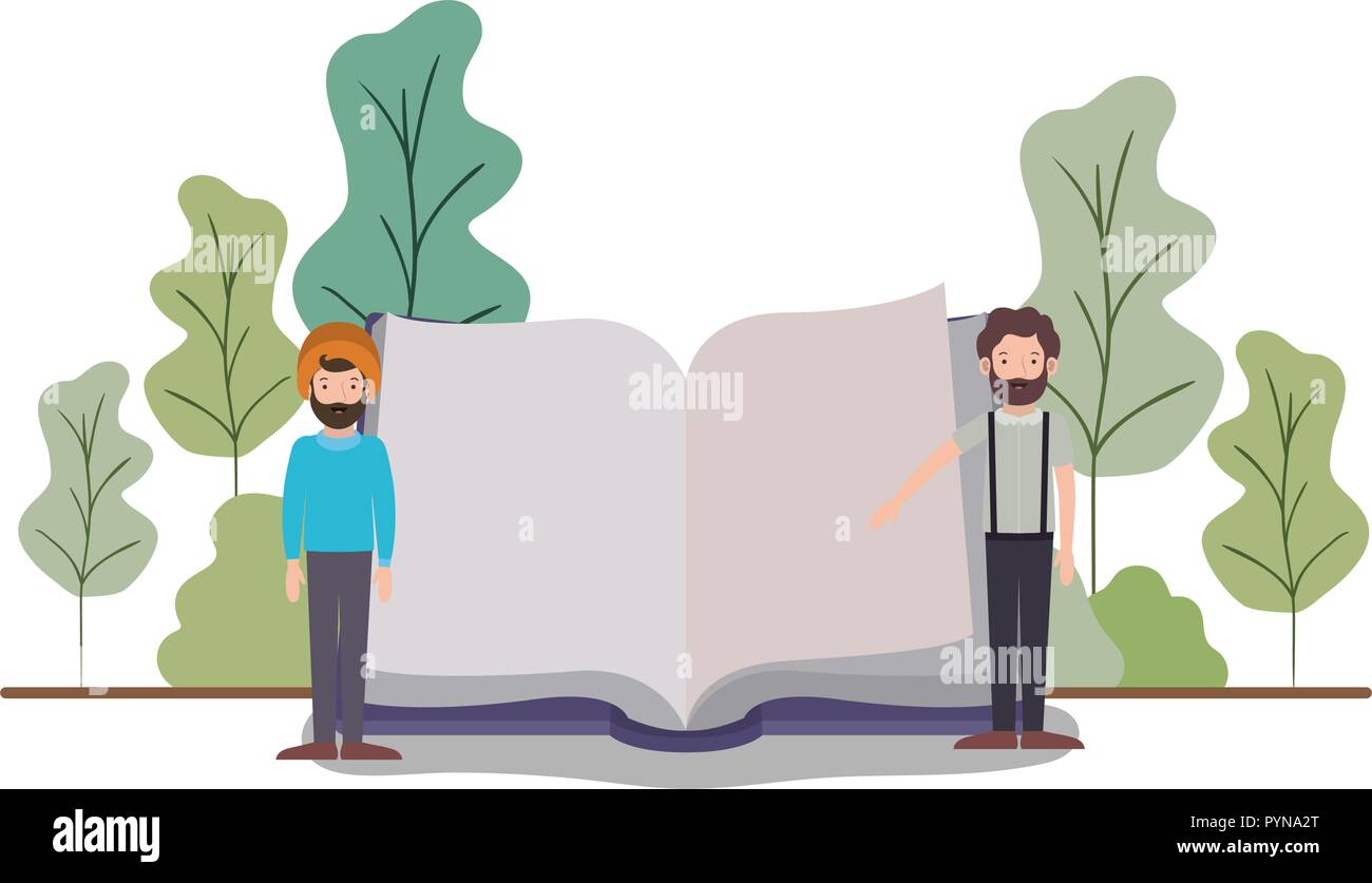 men with text book in landscape avatar character Stock Vector Image ...