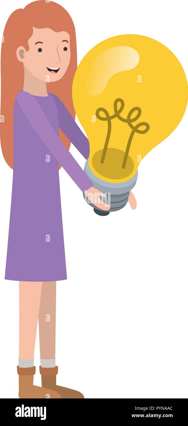 Woman drawing light bulb Stock Vector Images - Alamy