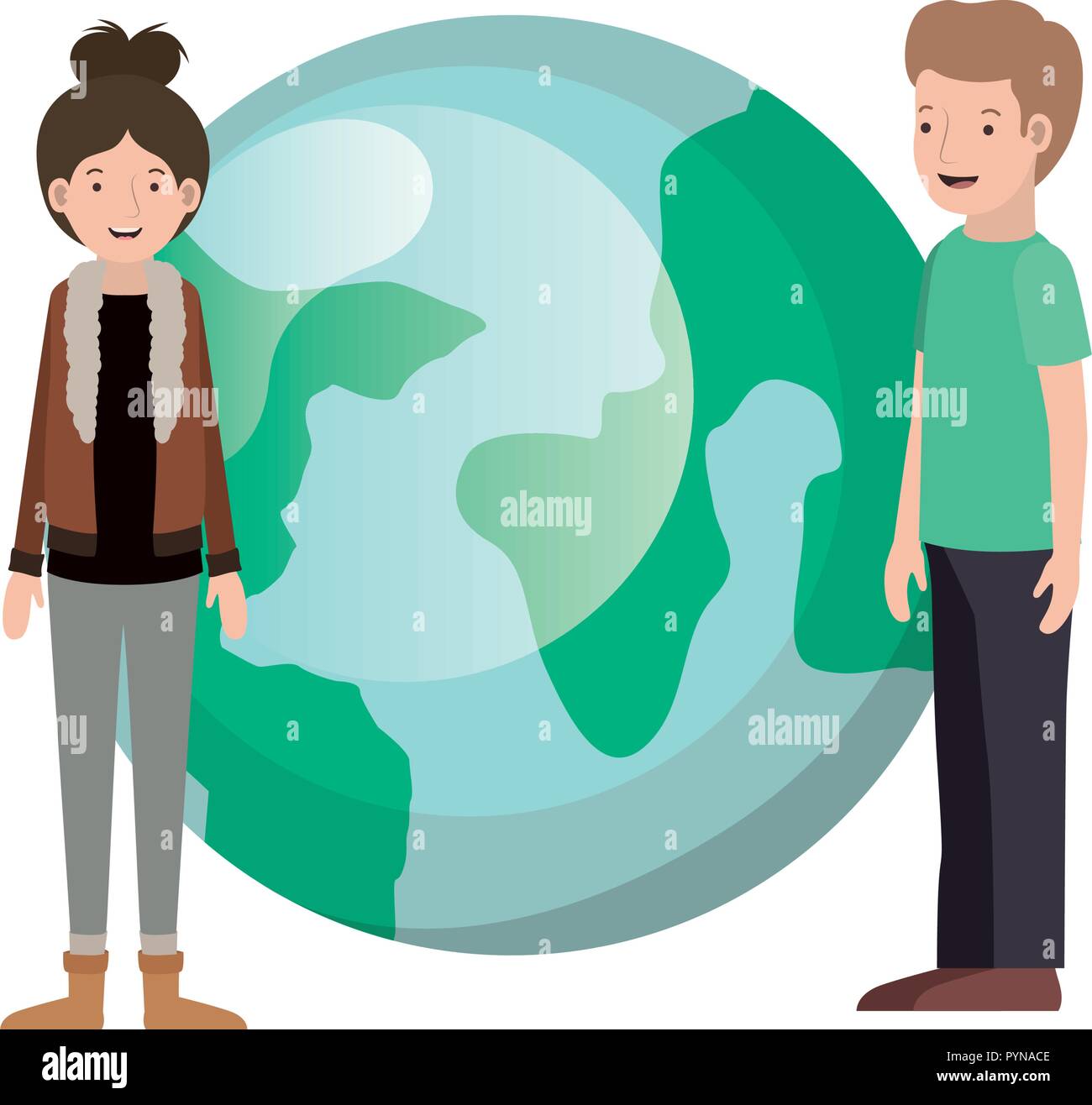 couple with planet earth avatar character Stock Vector Image & Art - Alamy