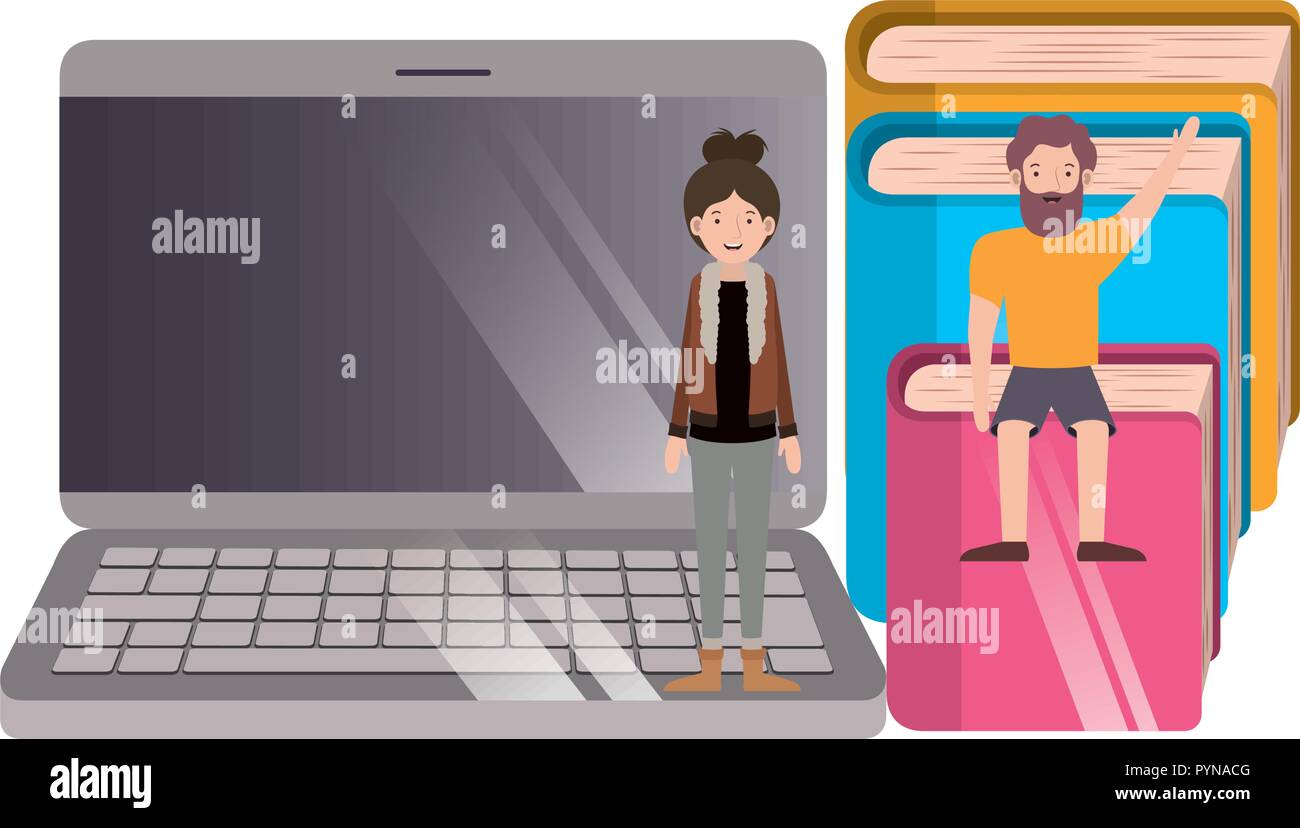 Couple reading books Stock Vector Images - Alamy