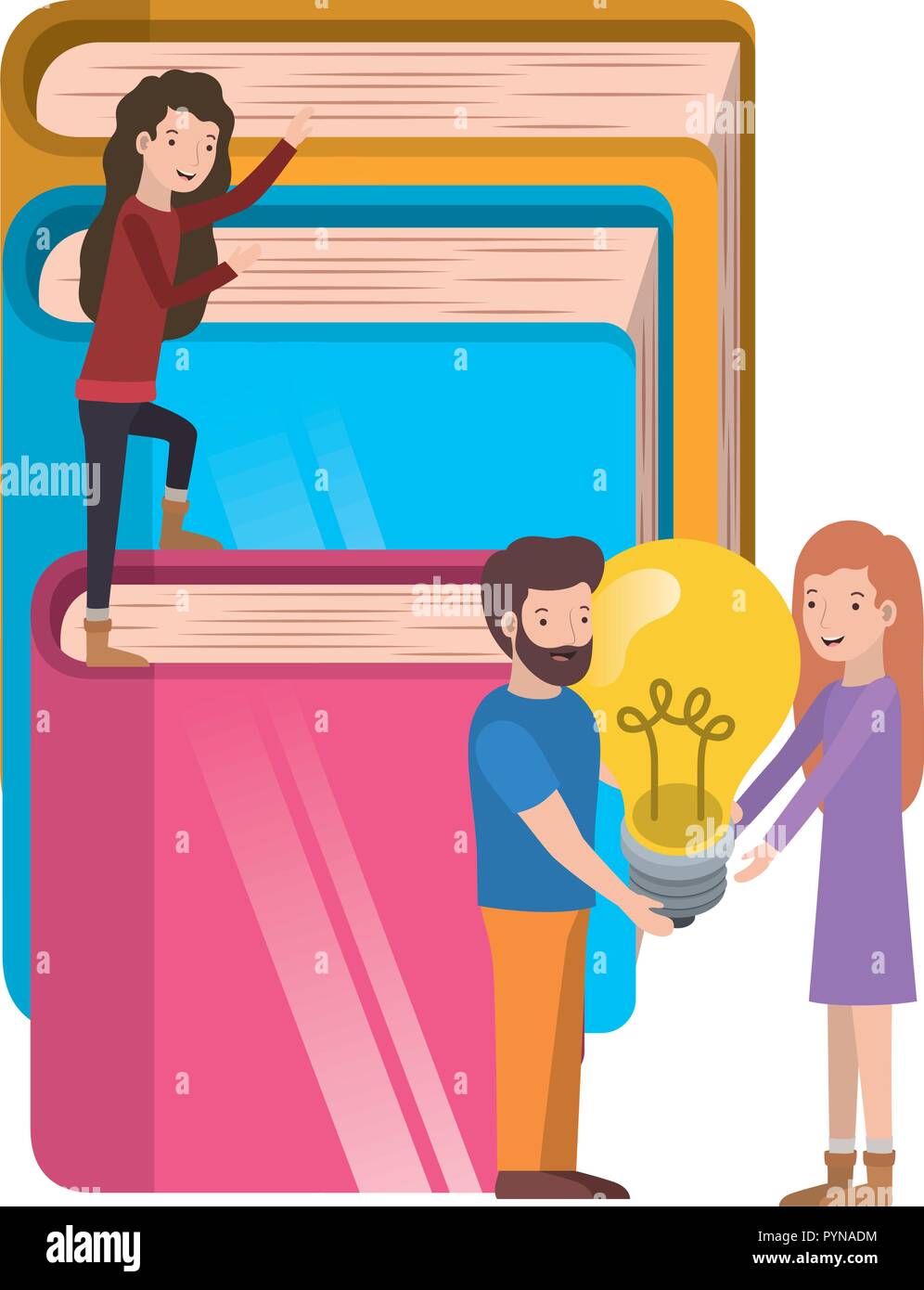 group of people with books and light bulb Stock Vector Image & Art - Alamy