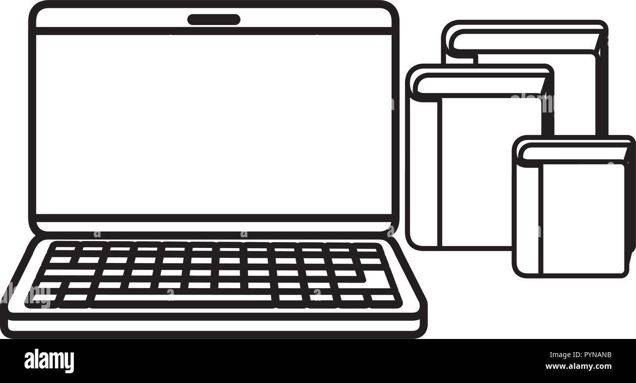 laptop computer with library books icon Stock Vector Image & Art - Alamy