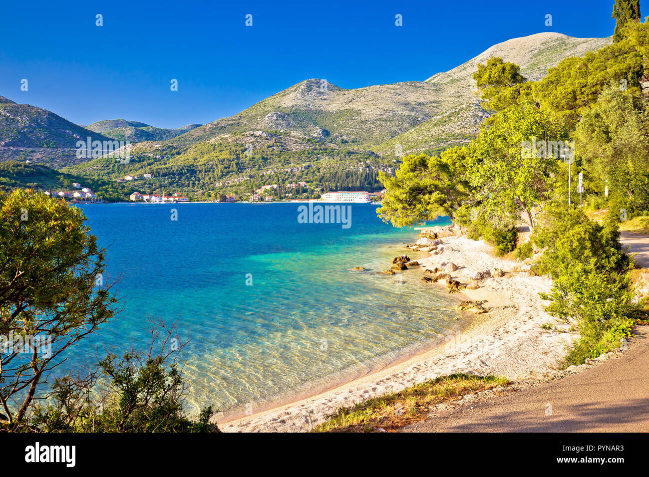 Idyllic turquoise beach in Slano, Adriatic sea, Dubrovnik region of ...