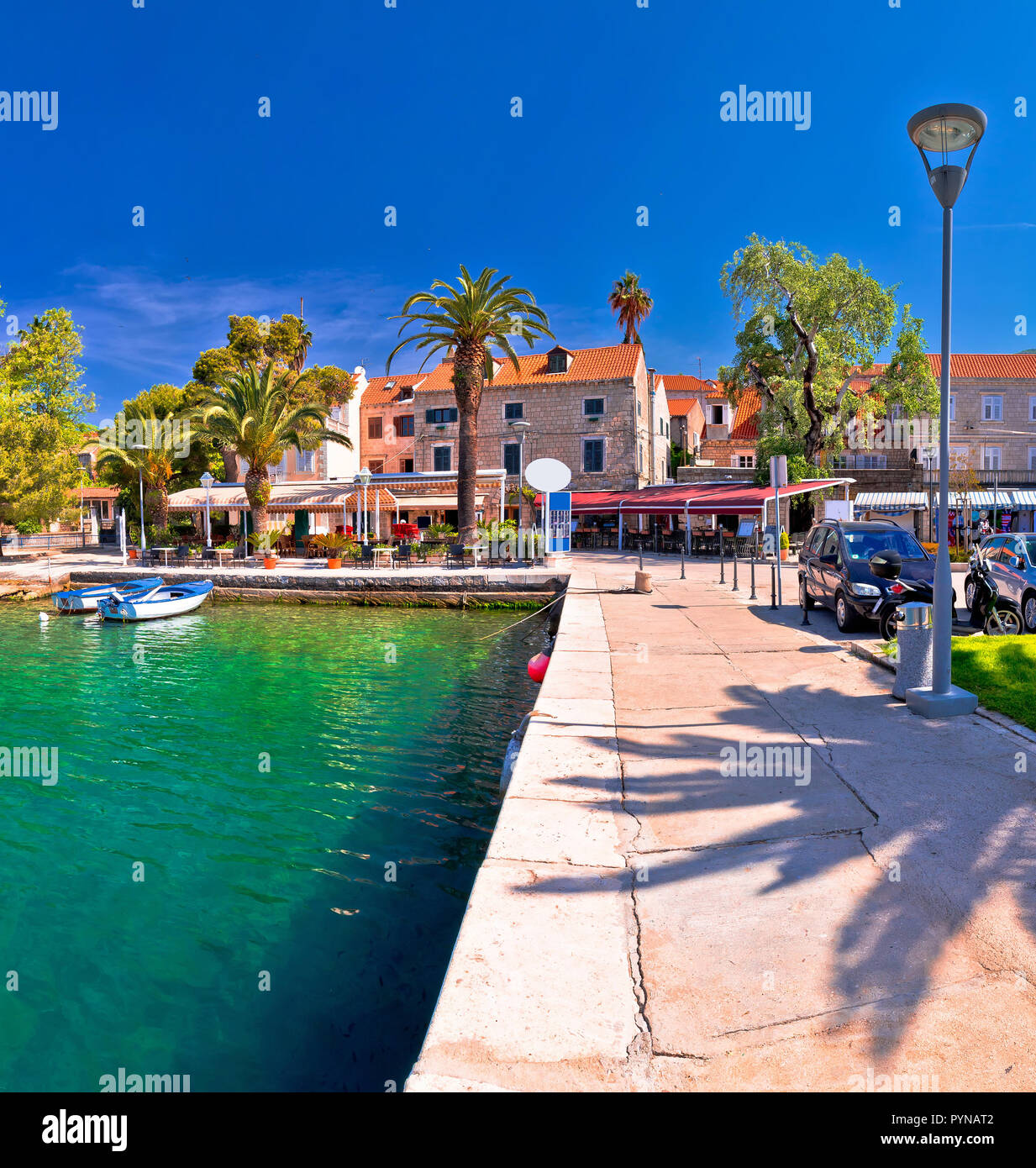 Adriatic town of Cavtat waterfront panoramic view, southern Dalmatia ...
