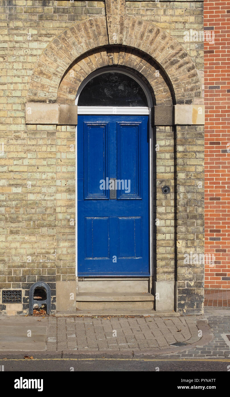 blue traditional entrance door of a British house Stock Photo - Alamy