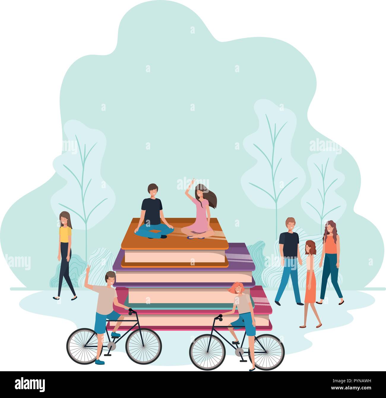 group of people with books avatar character Stock Vector Image & Art ...