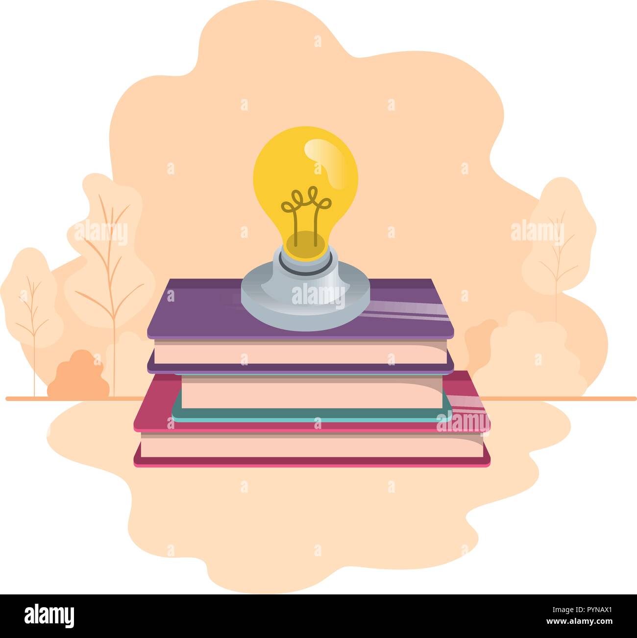 light bulb with books isolated icon Stock Vector Image & Art - Alamy