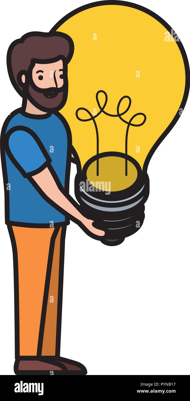 young man with light bulb avatar character Stock Vector Image & Art - Alamy