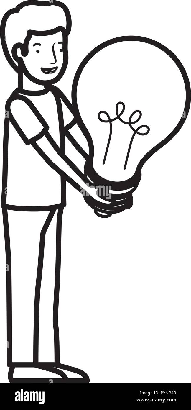 young man with light bulb avatar character Stock Vector Image & Art - Alamy