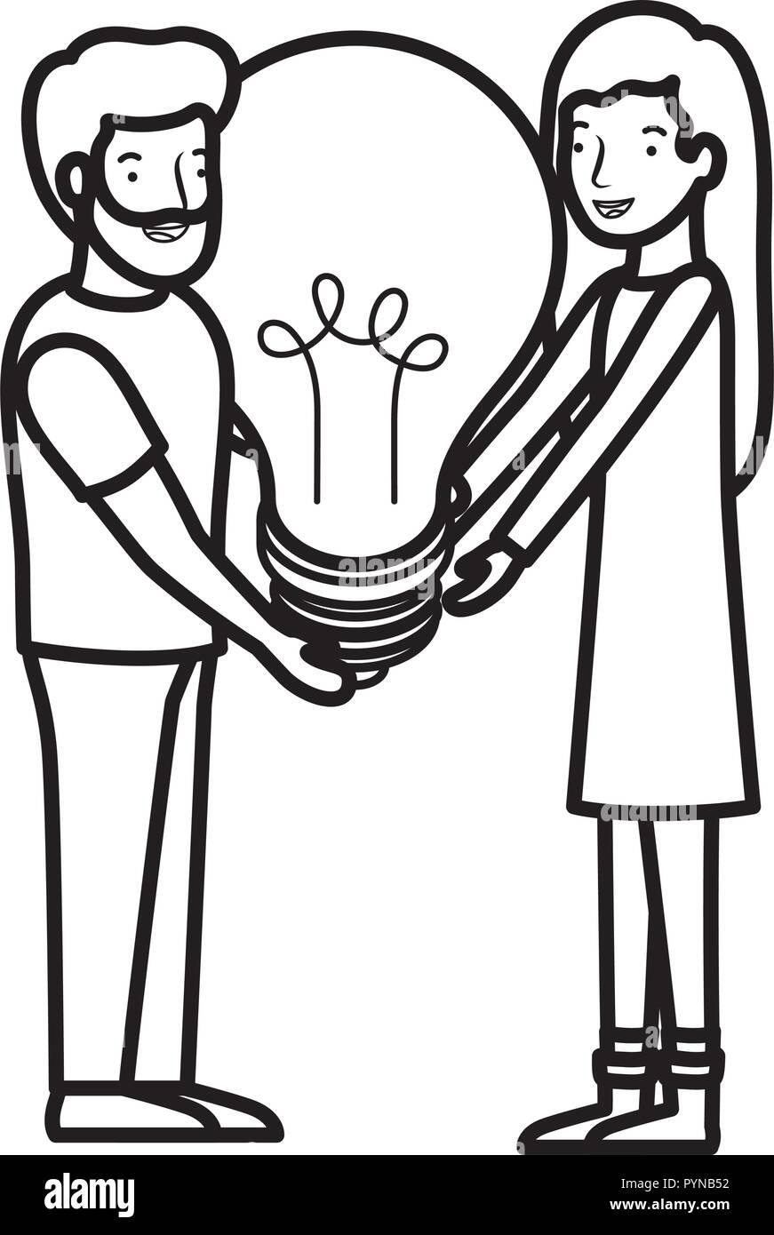 couple with light bulb avatar character Stock Vector Image & Art - Alamy