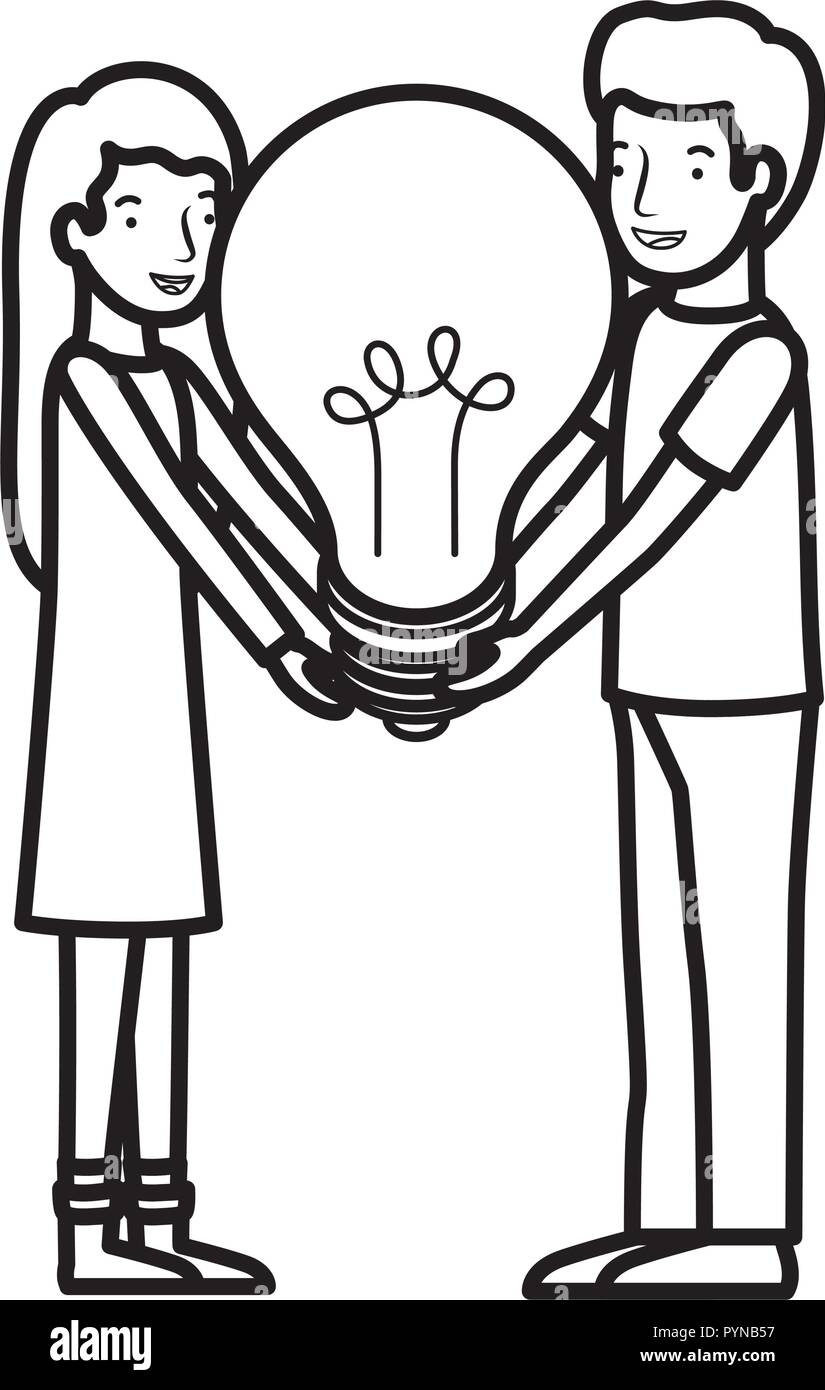 couple with light bulb avatar character Stock Vector Image & Art - Alamy