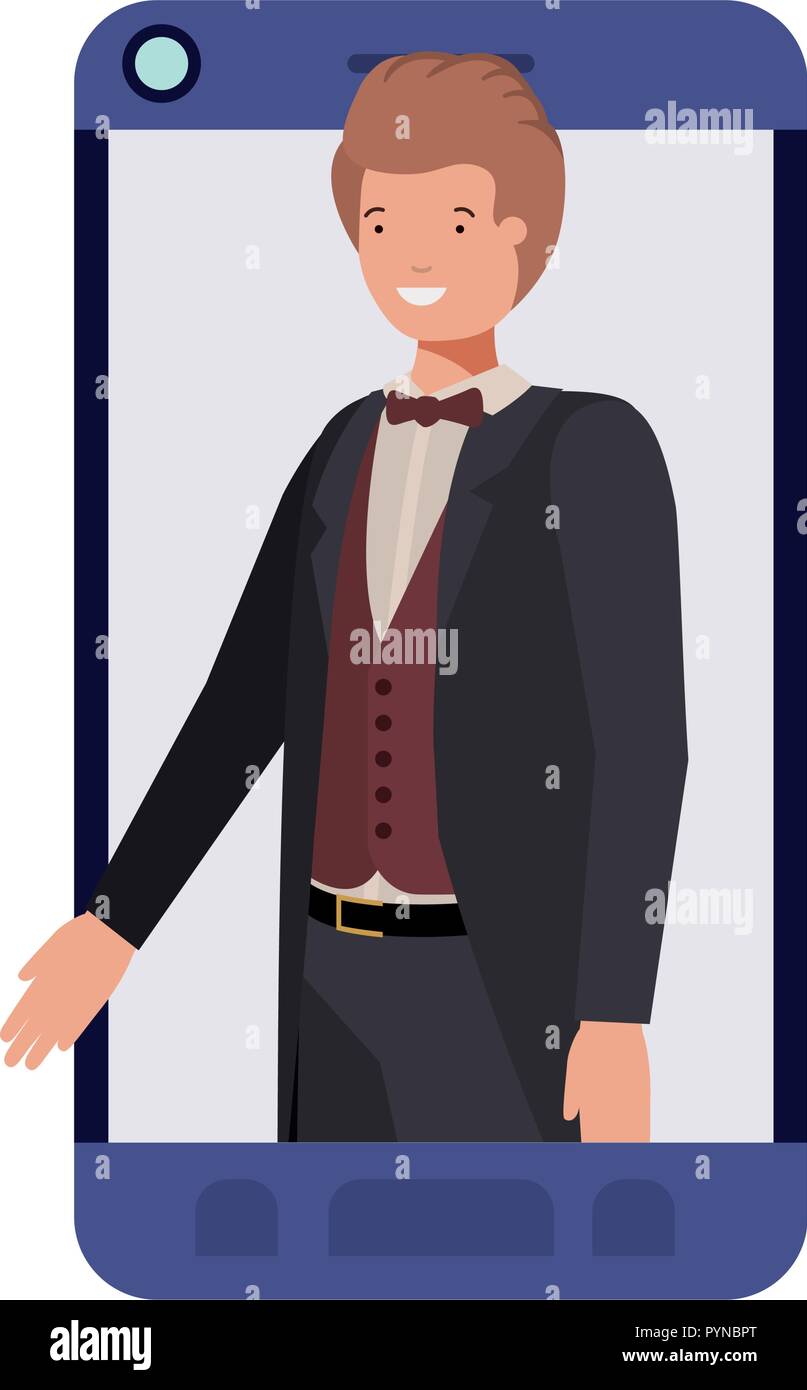businessman in smartphone avatar character Stock Vector Image & Art - Alamy