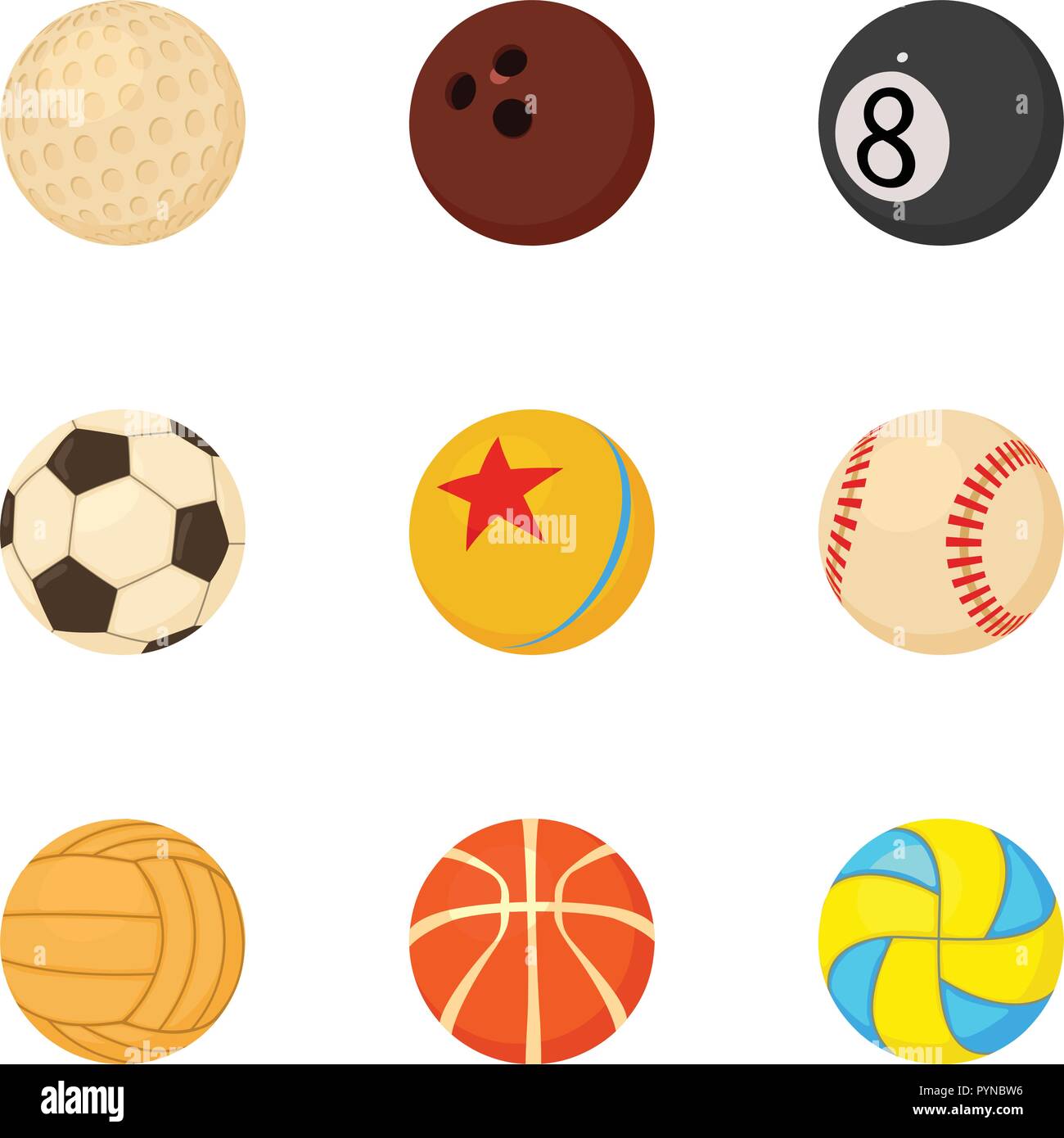 Ball game icons set, cartoon style Stock Vector Image & Art - Alamy