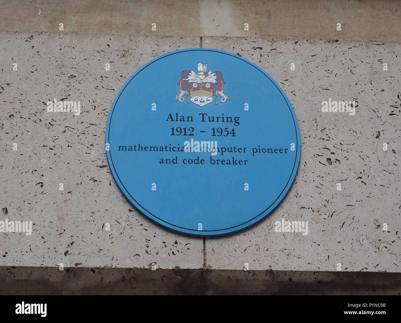 CAMBRIDGE, UK - CIRCA OCTOBER 2018: Alan Turing blue plaque at Keynes ...