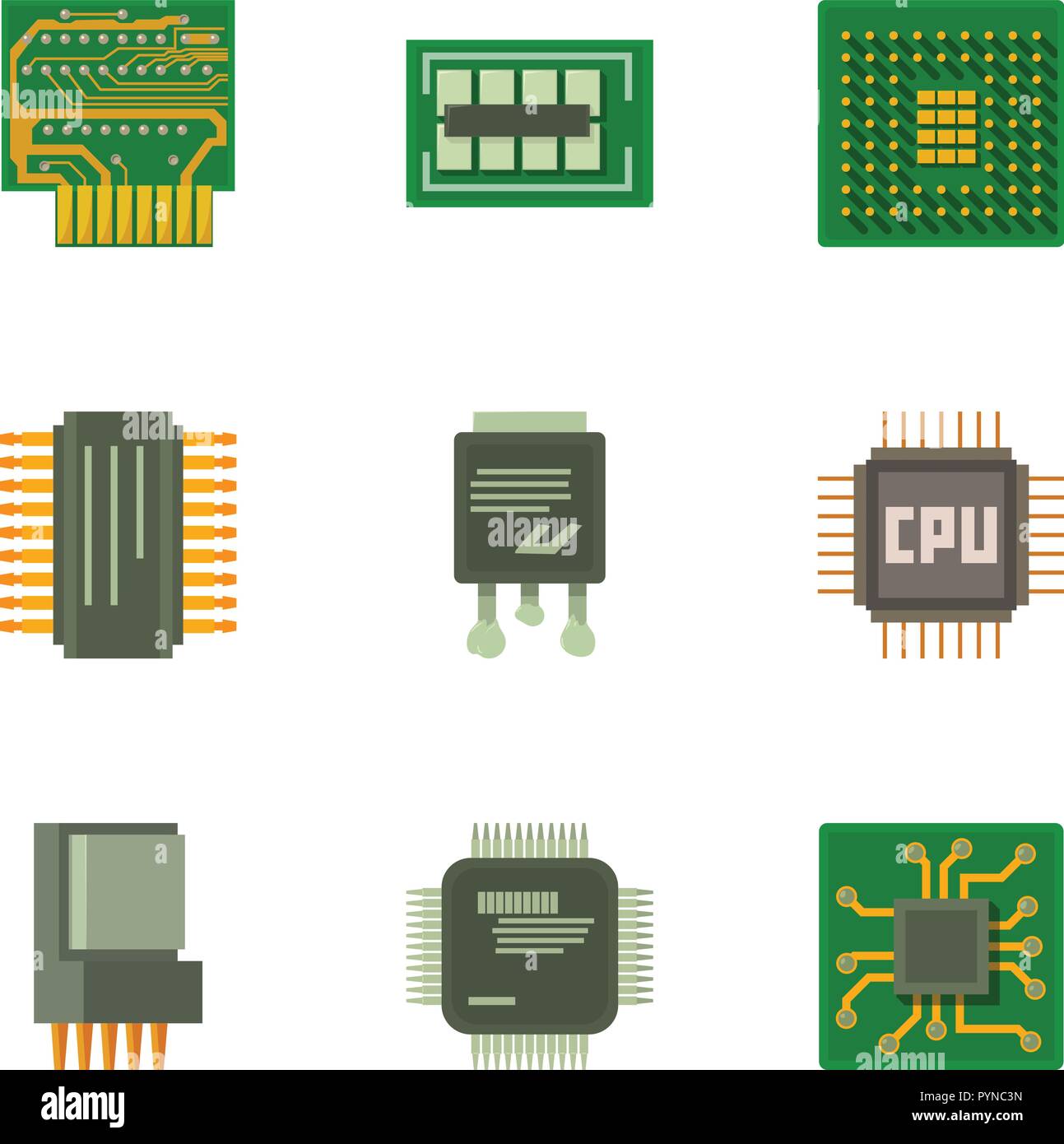 Chip circuit icons set, cartoon style Stock Vector Image & Art - Alamy