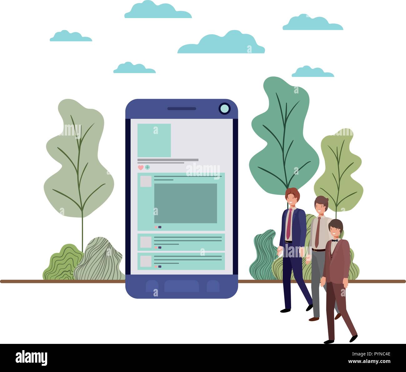 businessmen with smartphone avatar character Stock Vector Image & Art ...