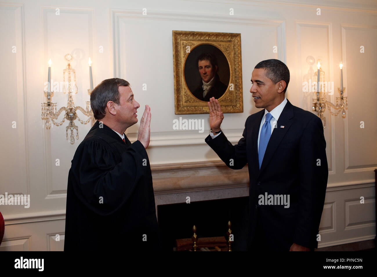 President Barack Obama Is Given The Oath Of Office For A Second Time By