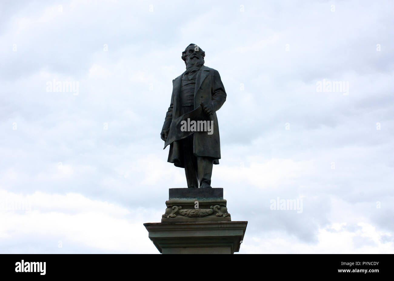A statue of Titus Salt in the park at Saltaire, Leeds, Yorkshire ...