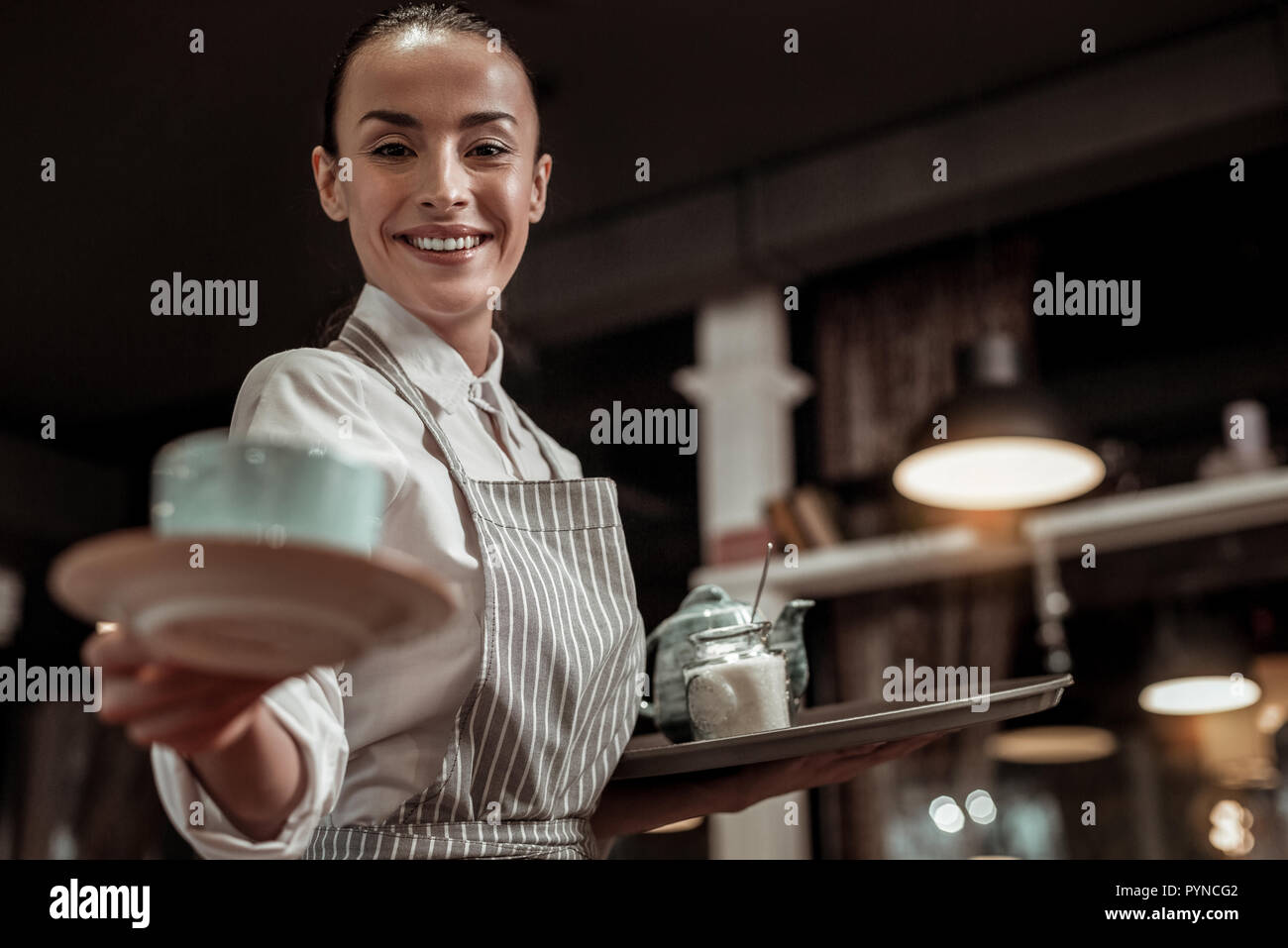 Amazing woman demonstrating her consciousness at work Stock Photo - Alamy