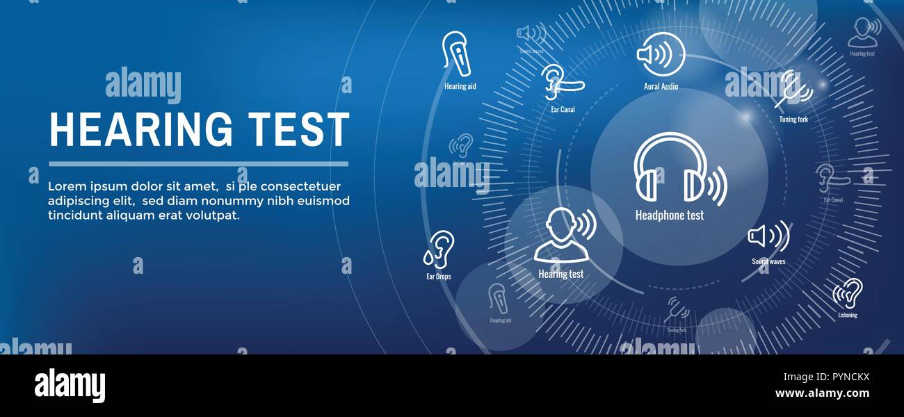 Hearing Test - Hearing Aid or loss / Sound Wave Images Set Web Header ...