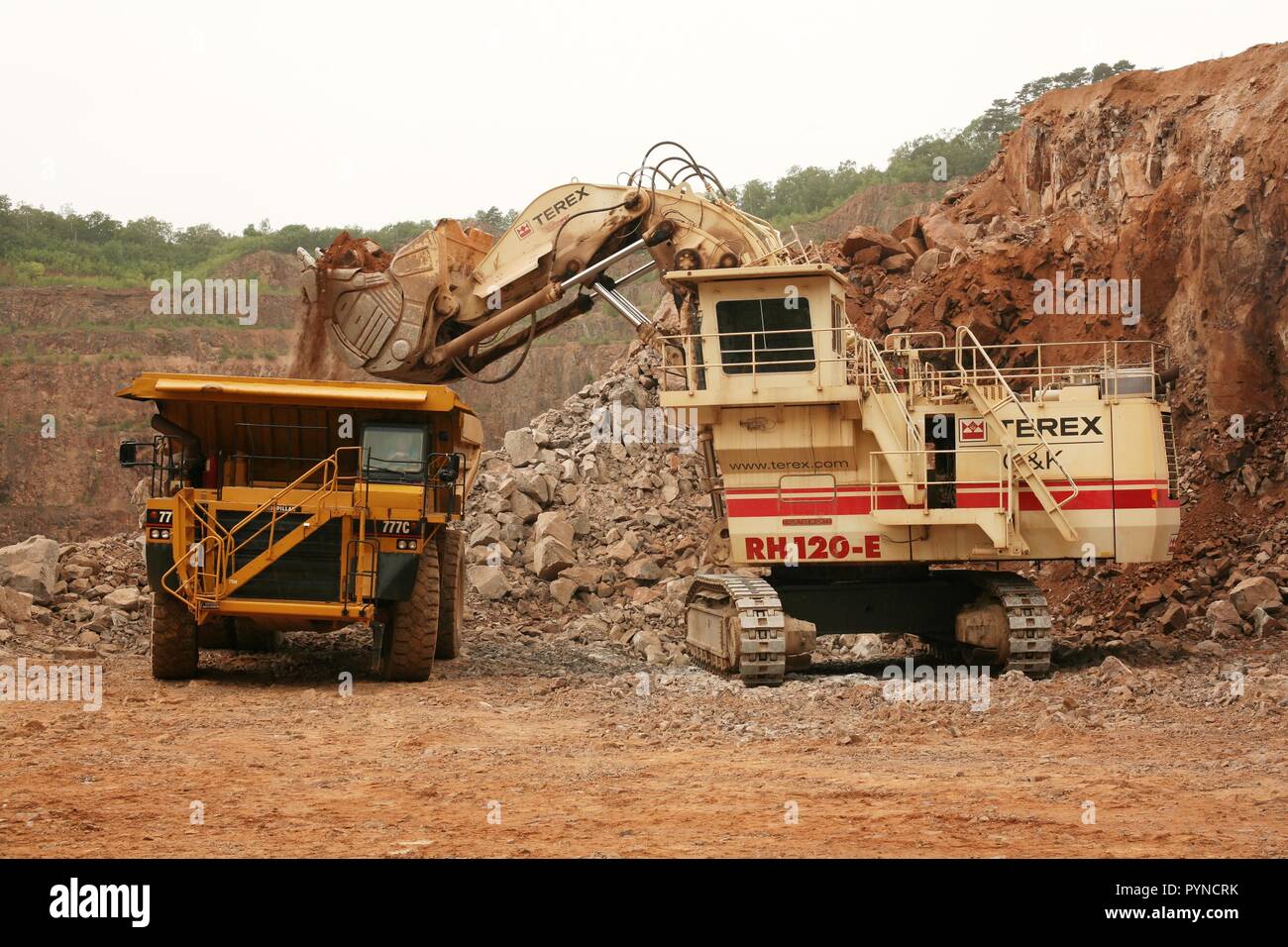 Terex RH120E Hydraulic face shovel loading rock at Lafarge's ...