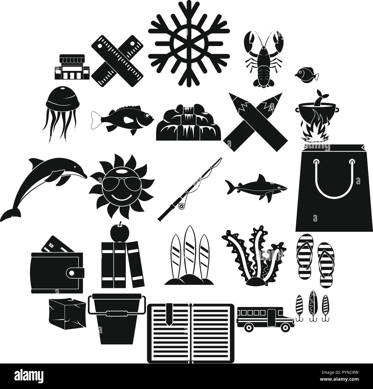 Fish food icons set, simple style Stock Vector Image & Art - Alamy