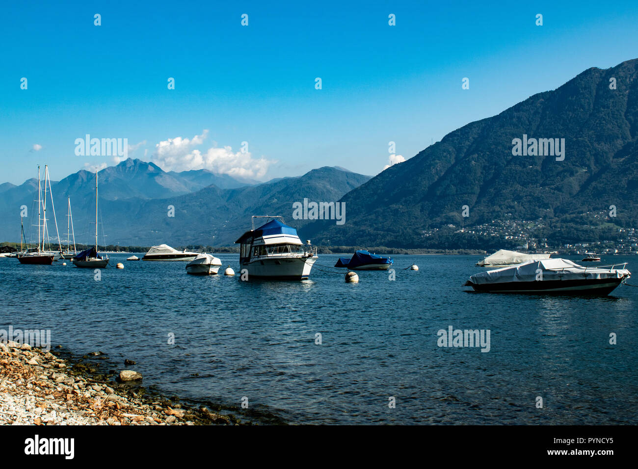 Locarno boats Lago Maggiore Switzerland Stock Photo - Alamy