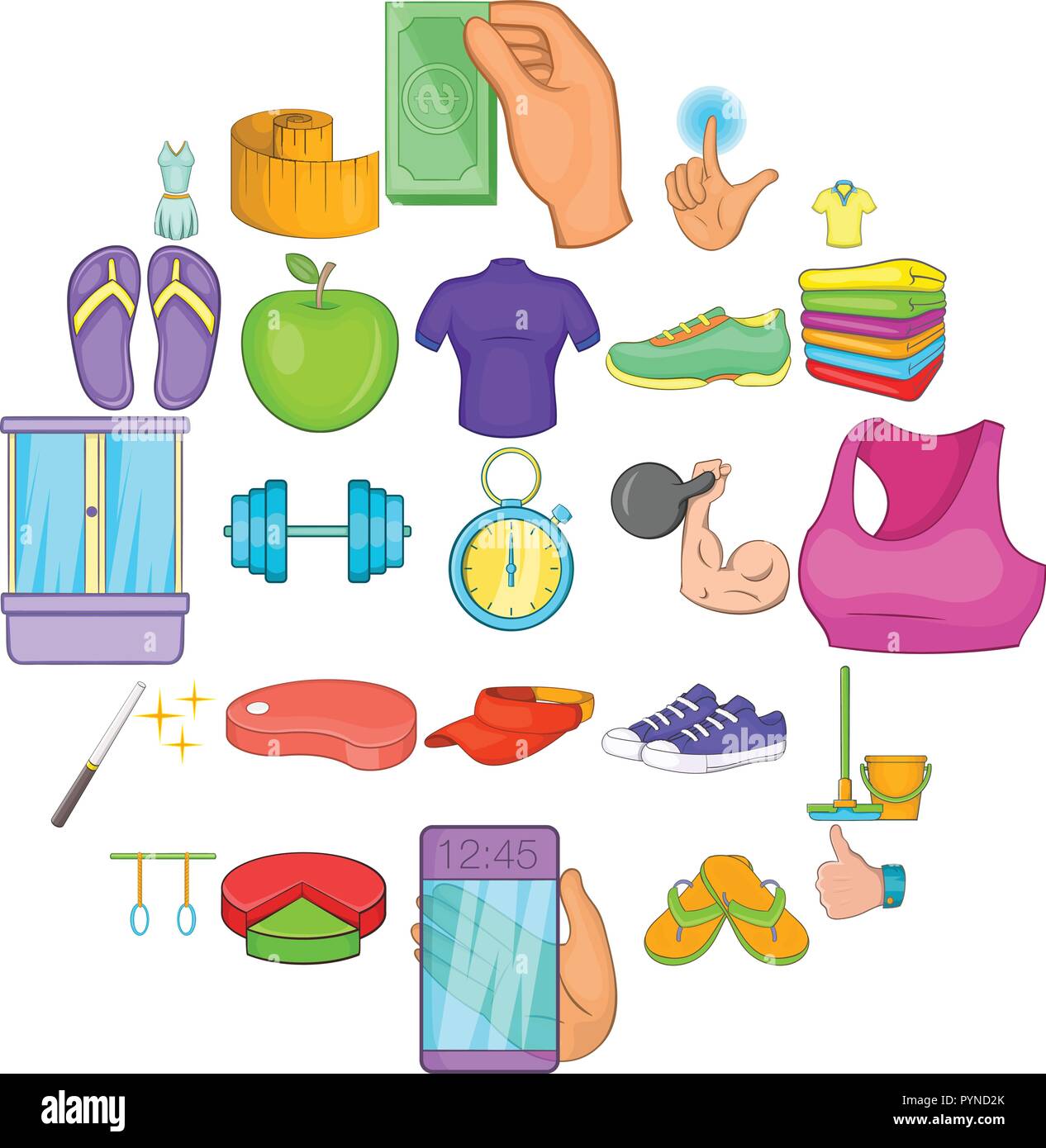 Strength icons set, cartoon style Stock Vector Image & Art - Alamy