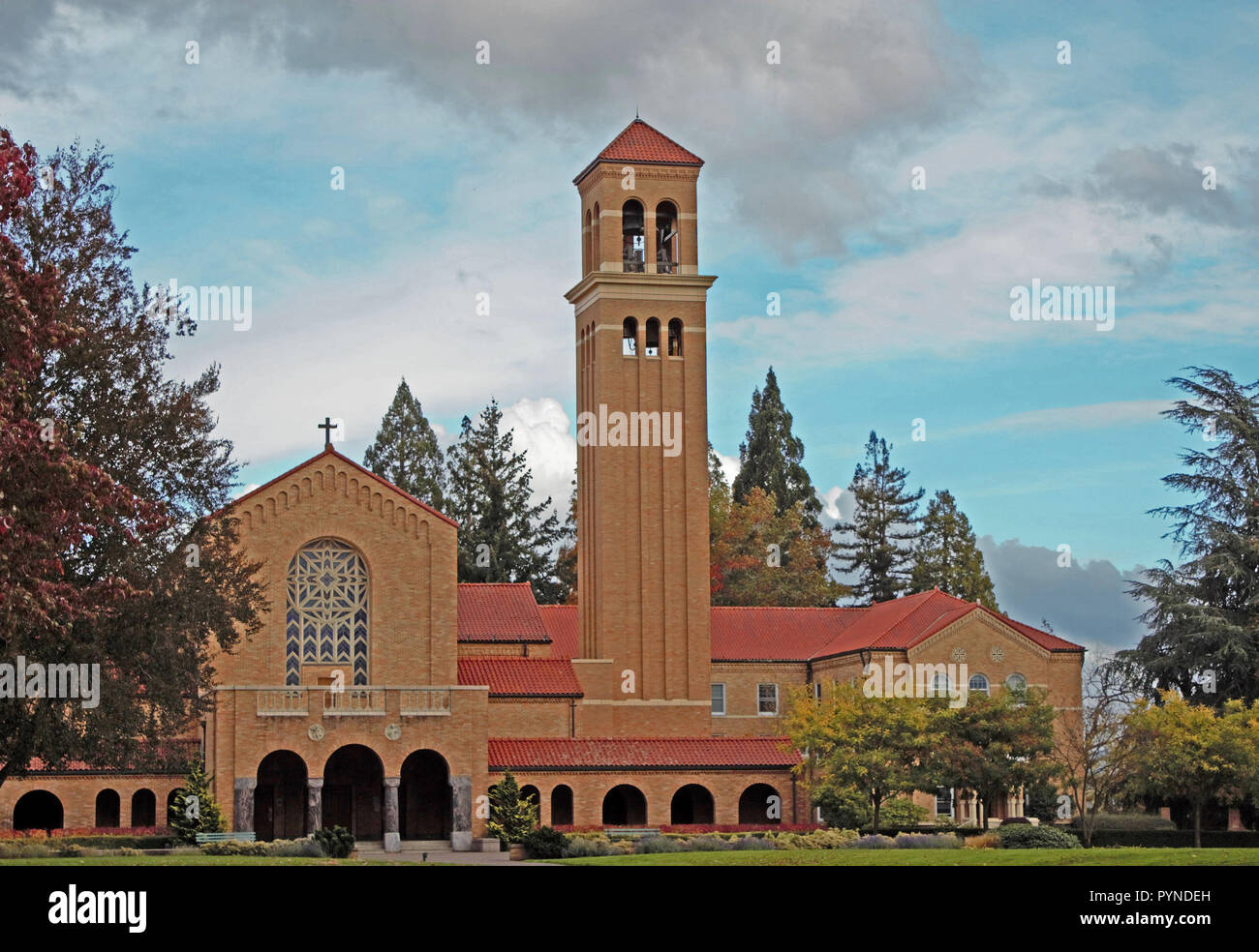 The bell tower stands tall at the Mount Angel Abbey and Seminary in ...