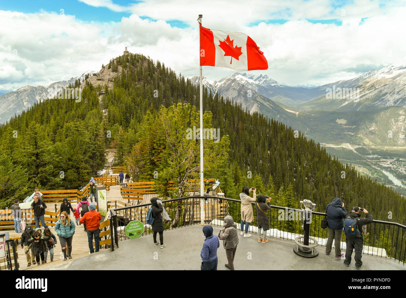 Rocky mountains banff national park canada flag hi-res stock ...