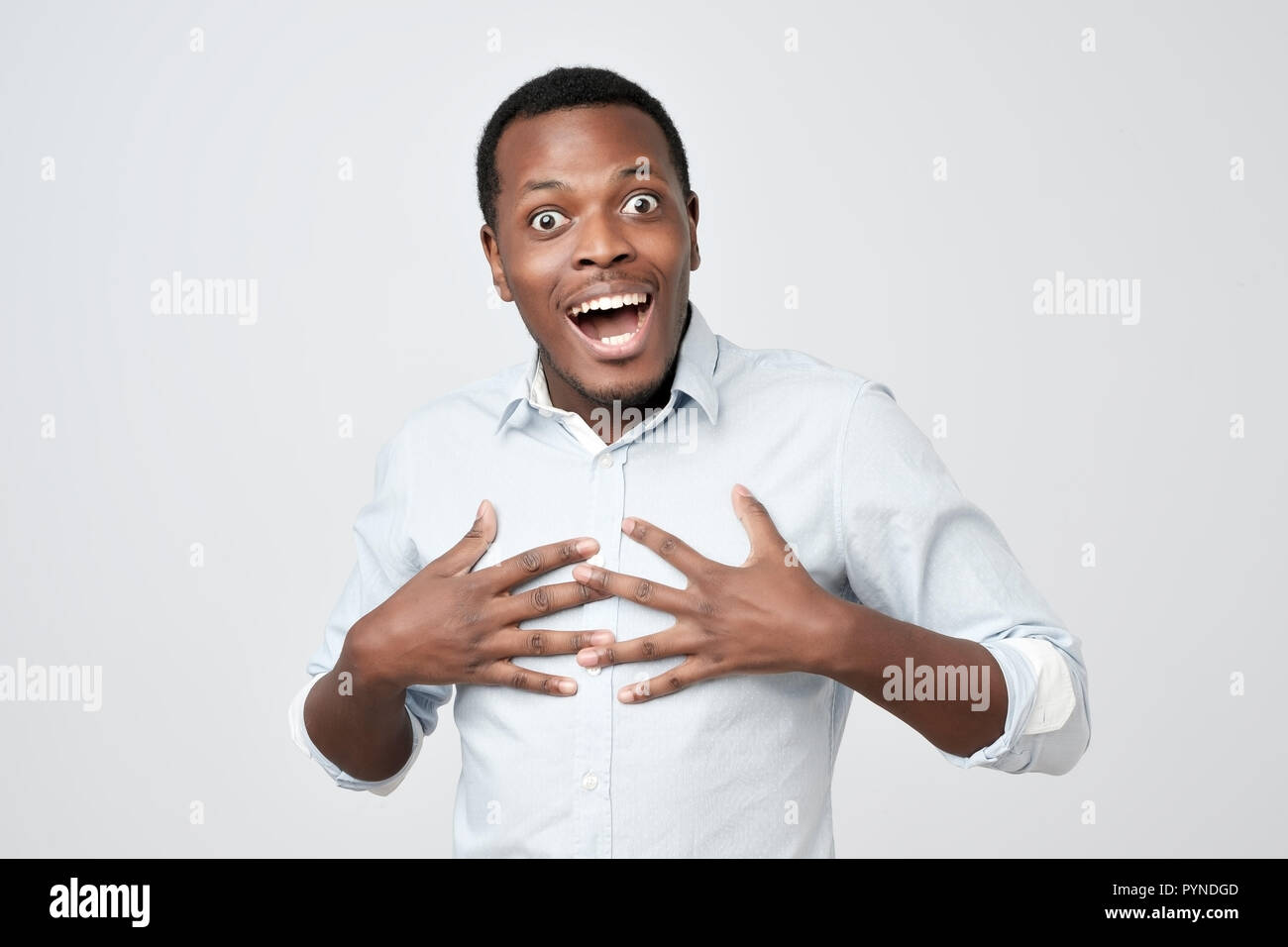 Surprised african man gesturing hi-res stock photography and images - Alamy