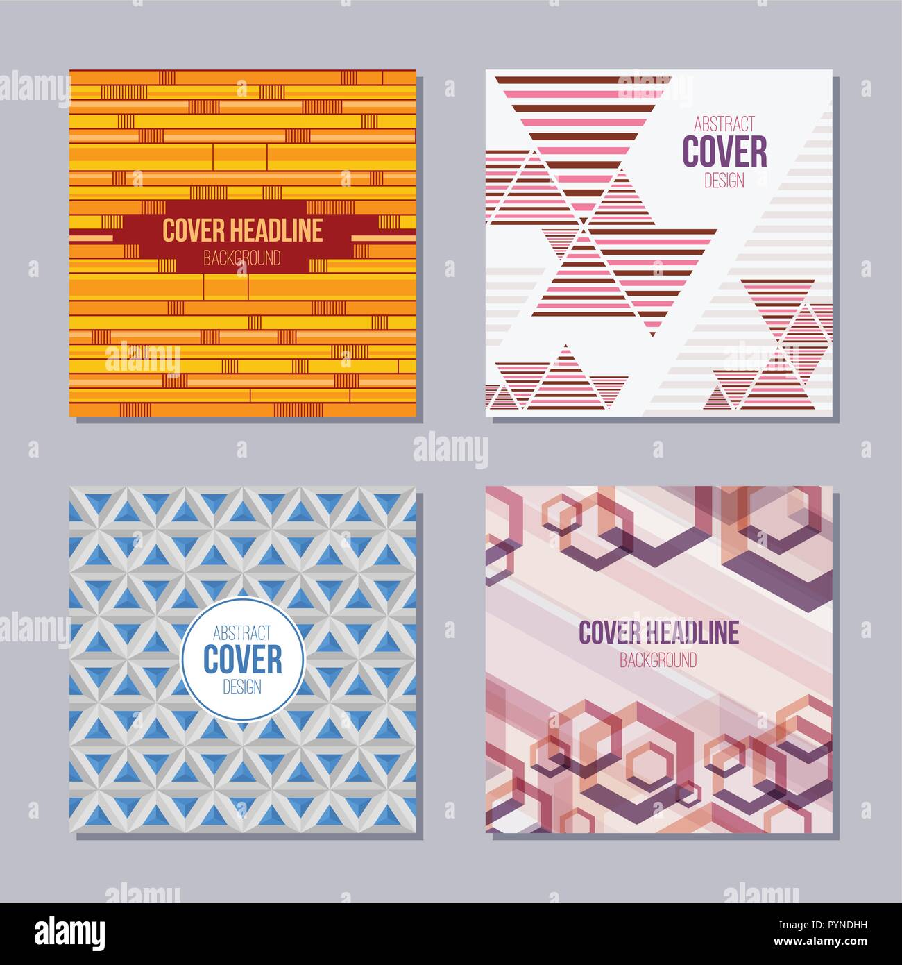 Set of 4 creative covers with abstract geometric pattern. Applicable ...