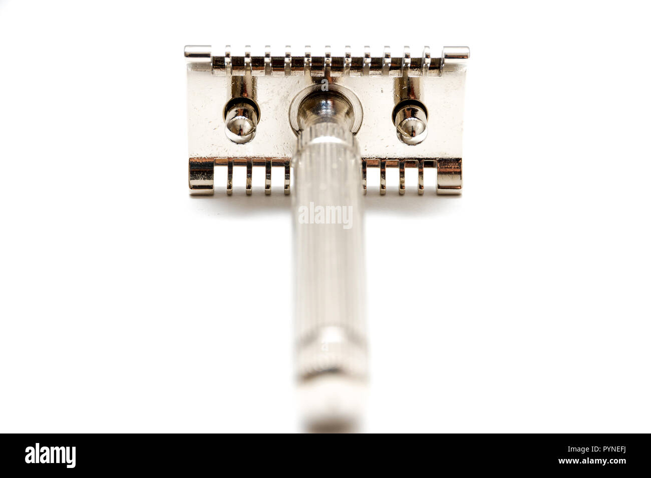 Traditional double edge open comb safety razor isolated on white ...