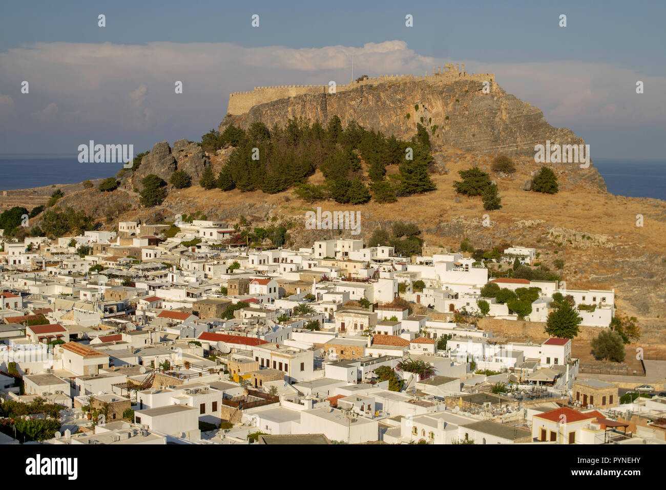 The whitewashed buildings of the village of Lindos,Rhodes,Greece ...