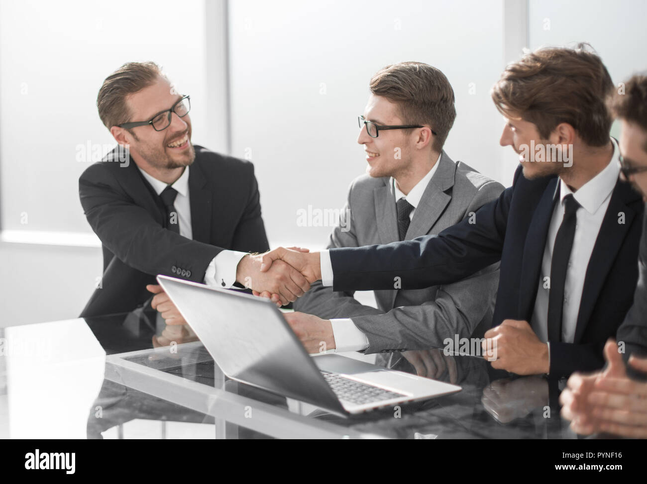 welcome handshake business partners at a meeting in the office Stock ...