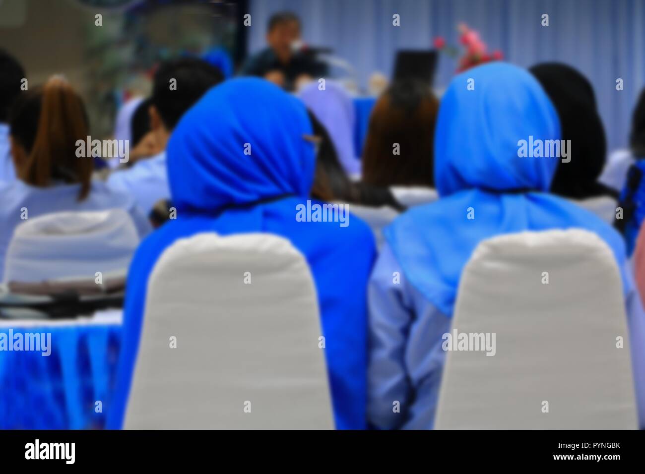 focus blur, business university students sitting in the lecture ...