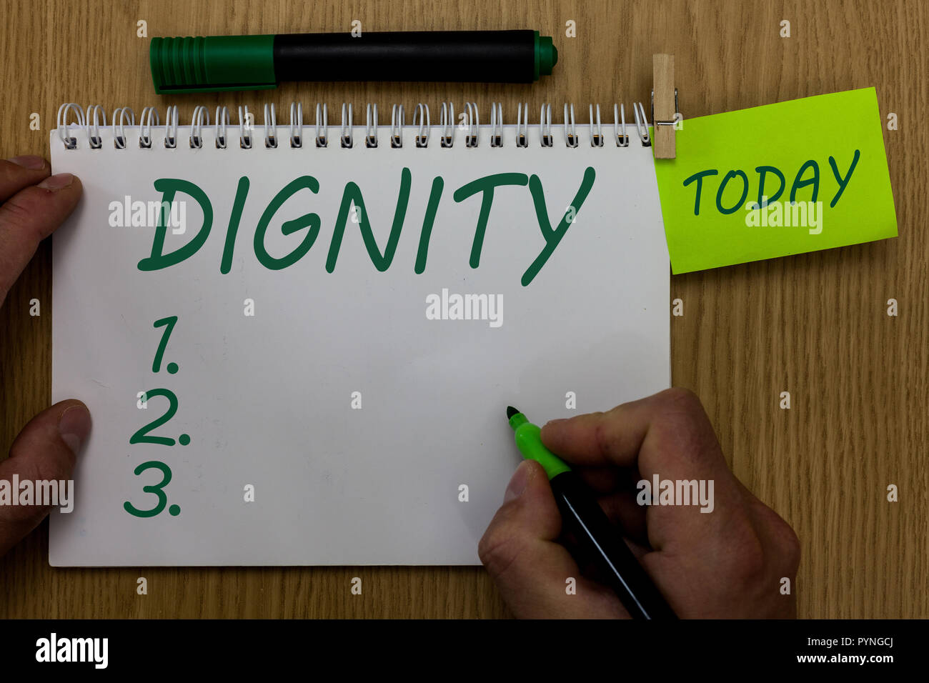 Text sign showing Dignity. Conceptual photo Quality Being worthy of ...