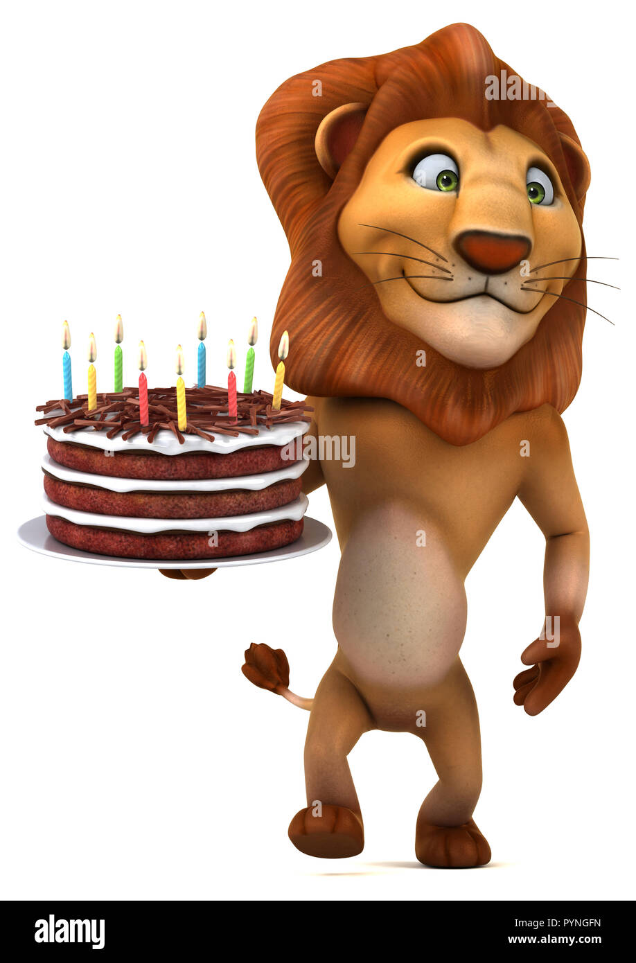 Fun lion - 3D Illustration Stock Photo - Alamy