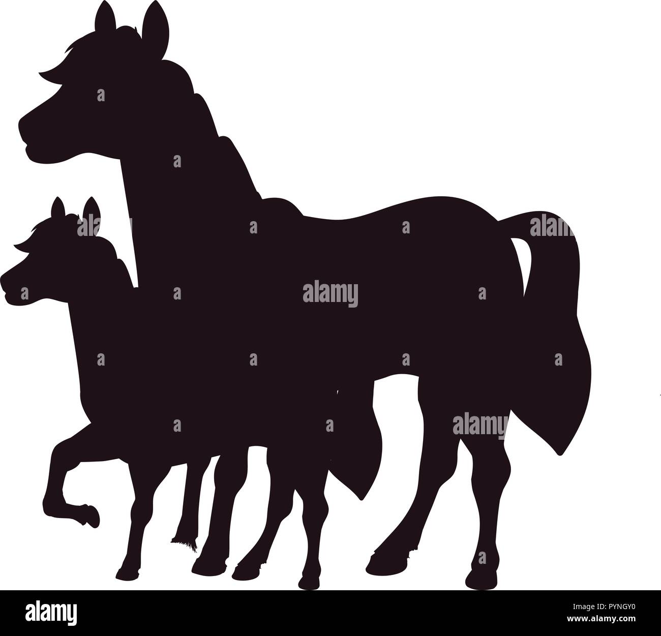 horse and foal animal farm icon vector illustration design Stock Vector ...