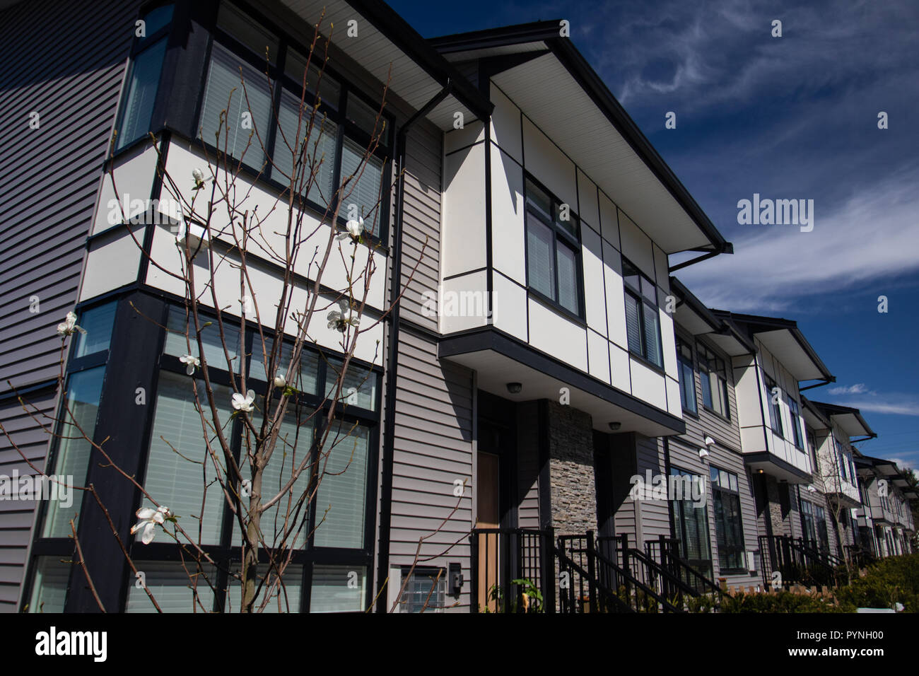 Brand new upscale townhomes in a Canadian neighbourhood. External ...