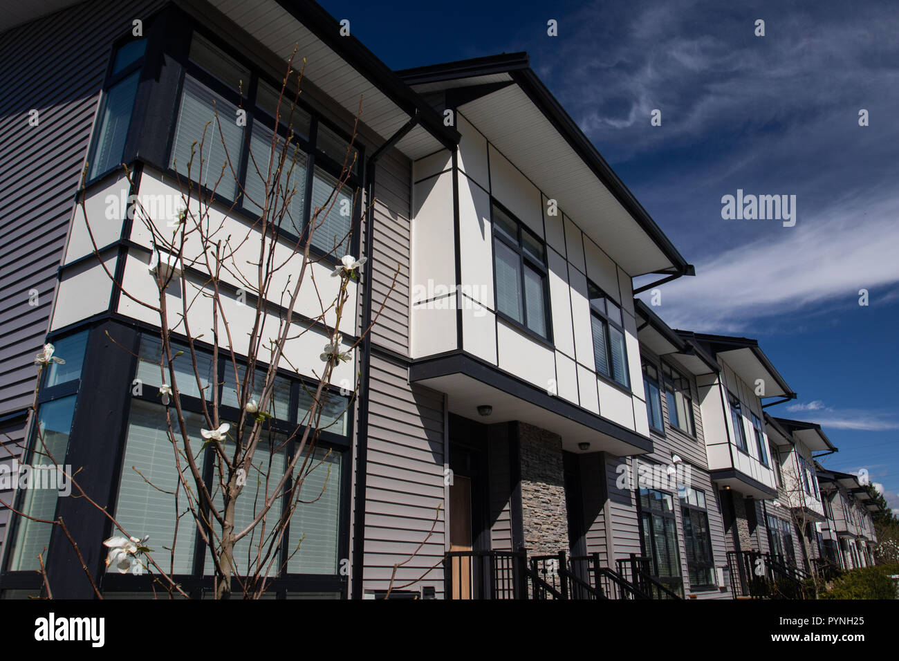 Brand new upscale townhomes in a Canadian neighbourhood. External ...